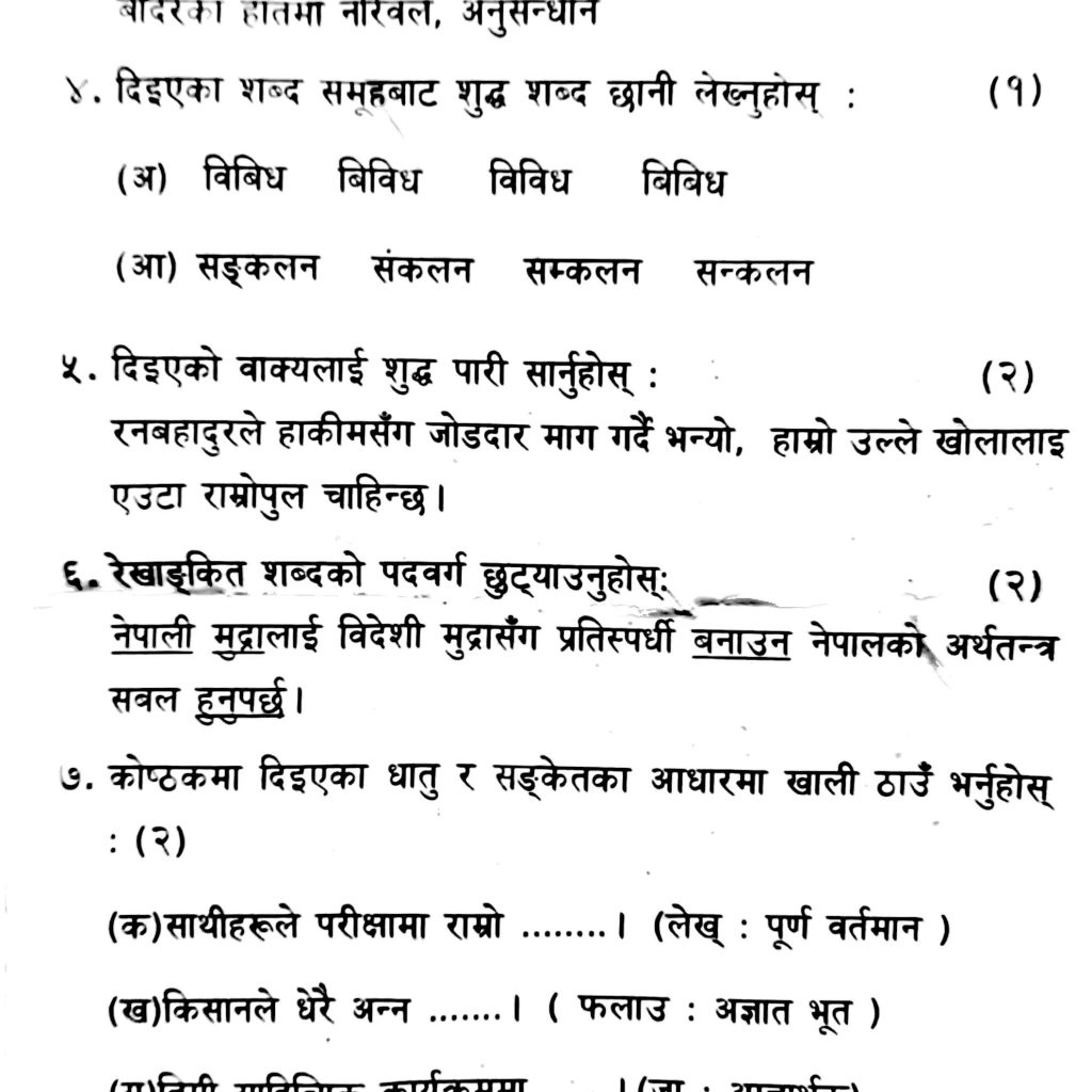 BLE (Class-8) Nepali Past Papers 2082 | Pokhara Metropolitan - Bidhya ...