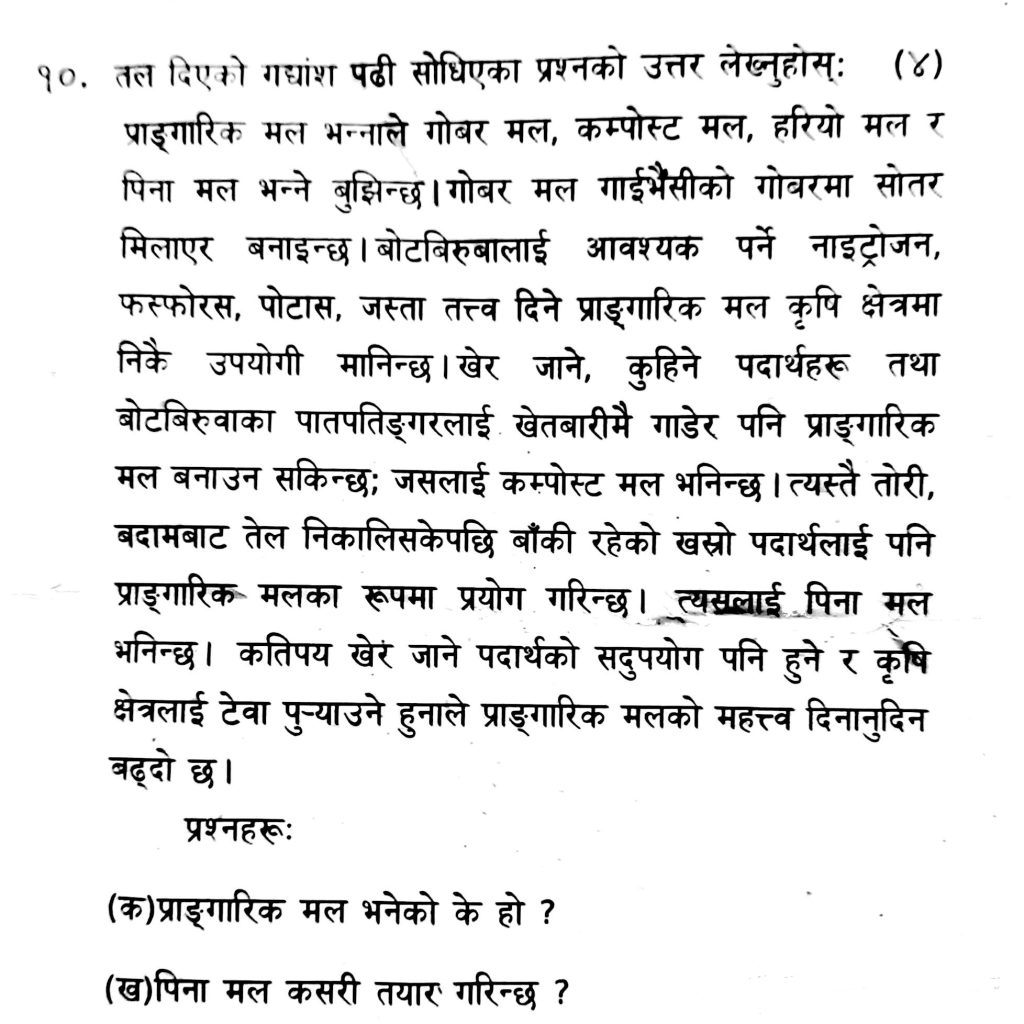 BLE (Class-8) Nepali Past Papers 2082 | Pokhara Metropolitan - Bidhya ...