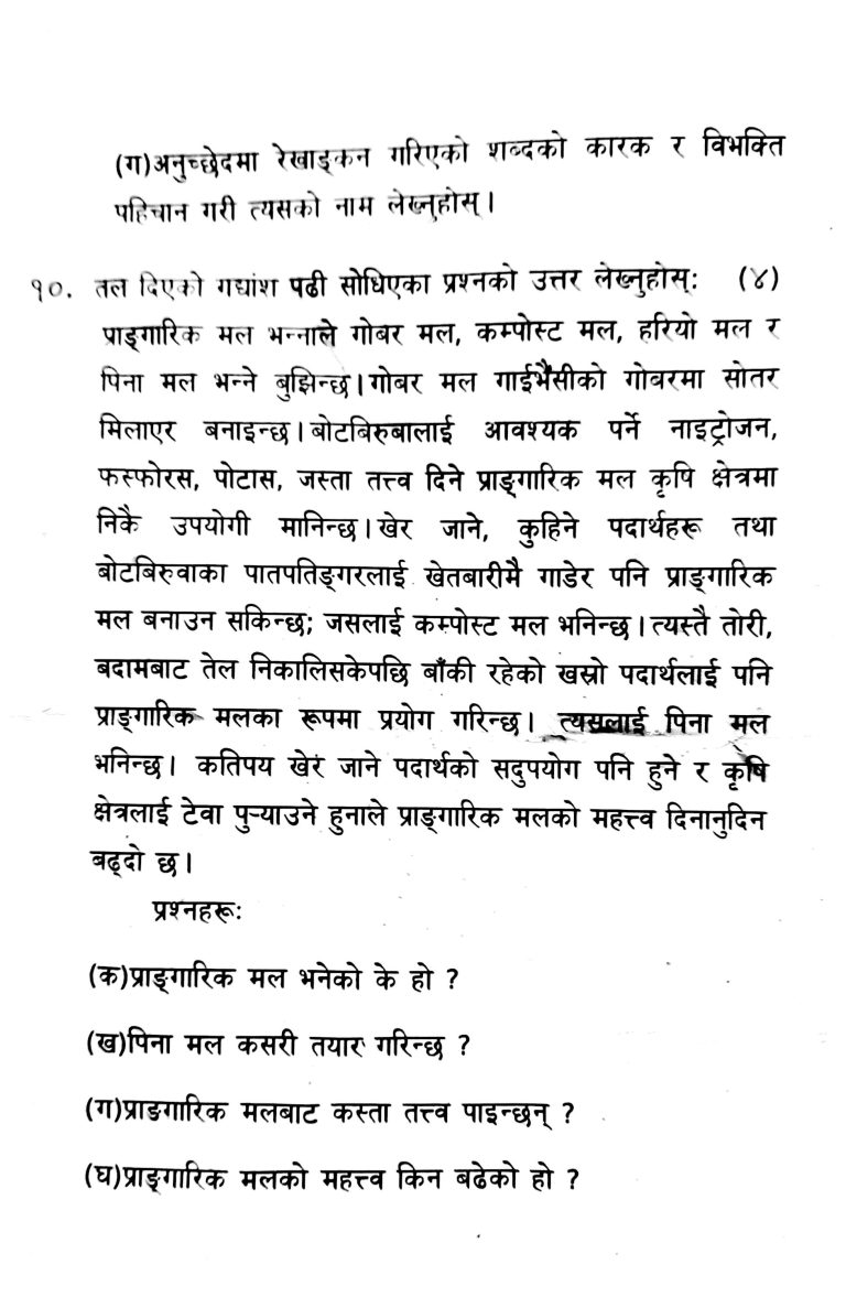 BLE (Class-8) Nepali Past Papers 2082 | Pokhara Metropolitan - Bidhya ...